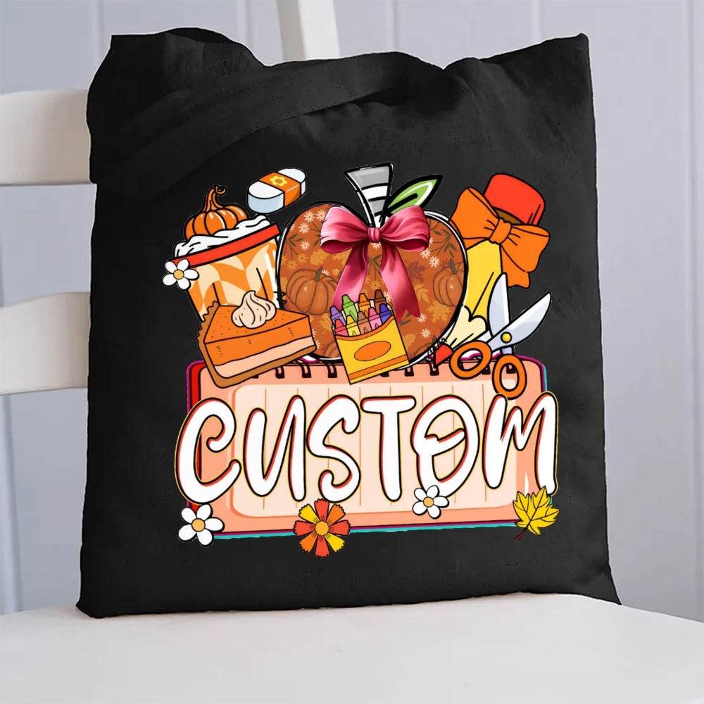 Personalized Text Fall Season Canvas Tote Bag