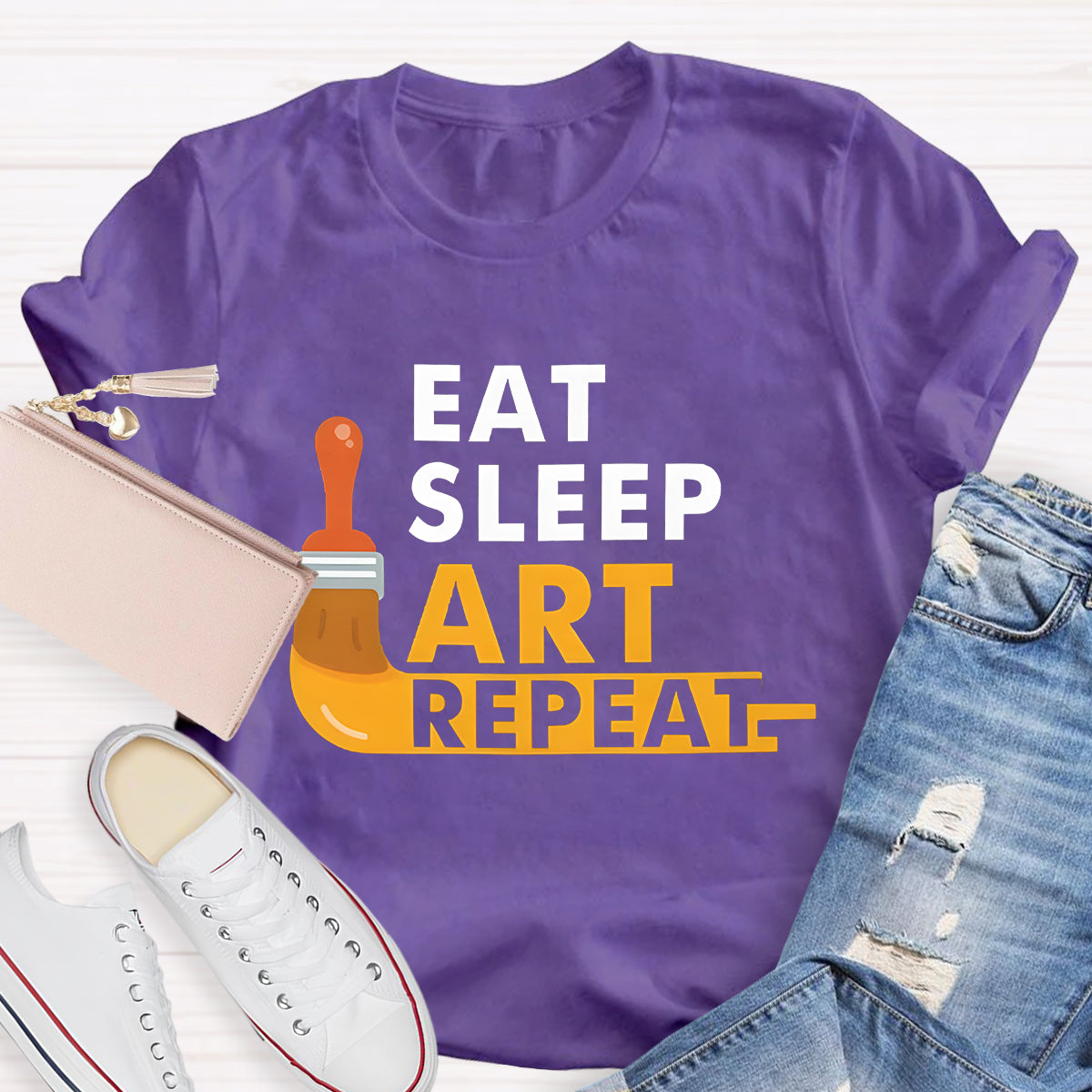 Eat Sleep Art Repeat Teacher T-Shirt