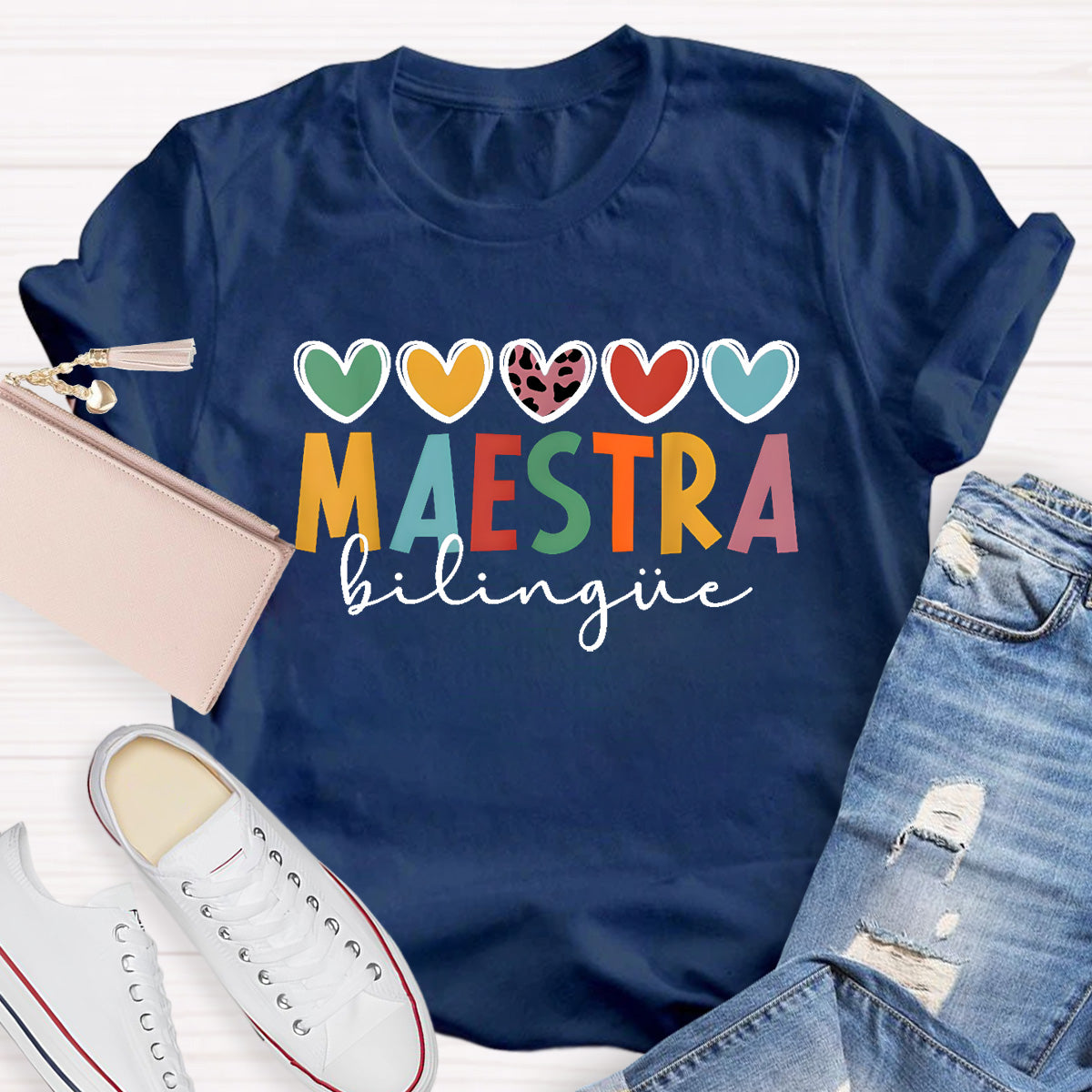 Maestra Colorful Letters Teacher T-Shirt