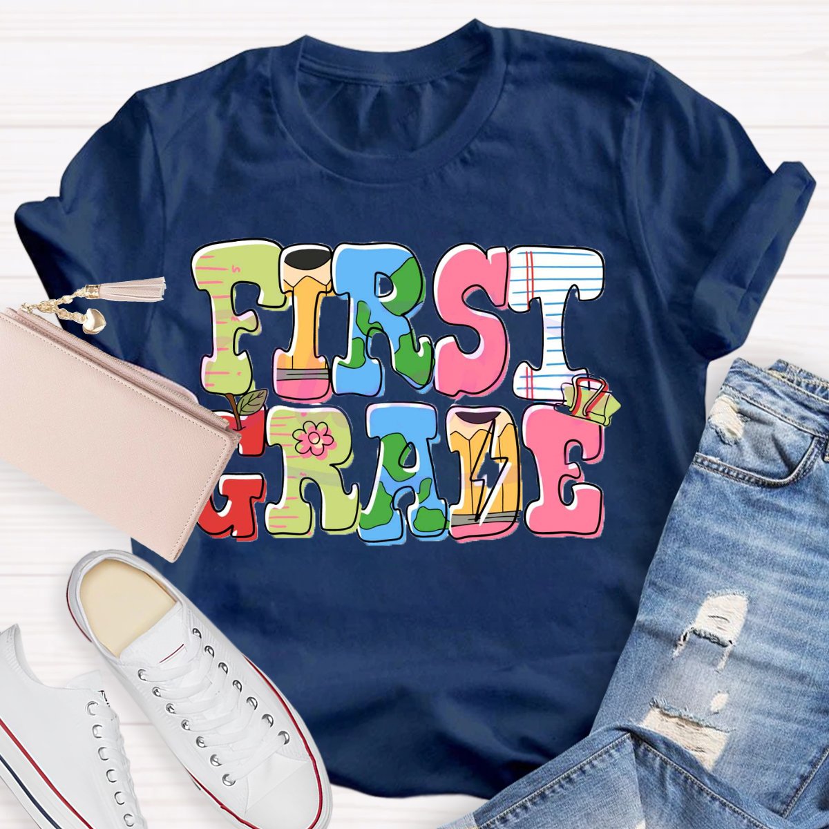 Personalized Grade First Grade Student Back To School T-Shirt